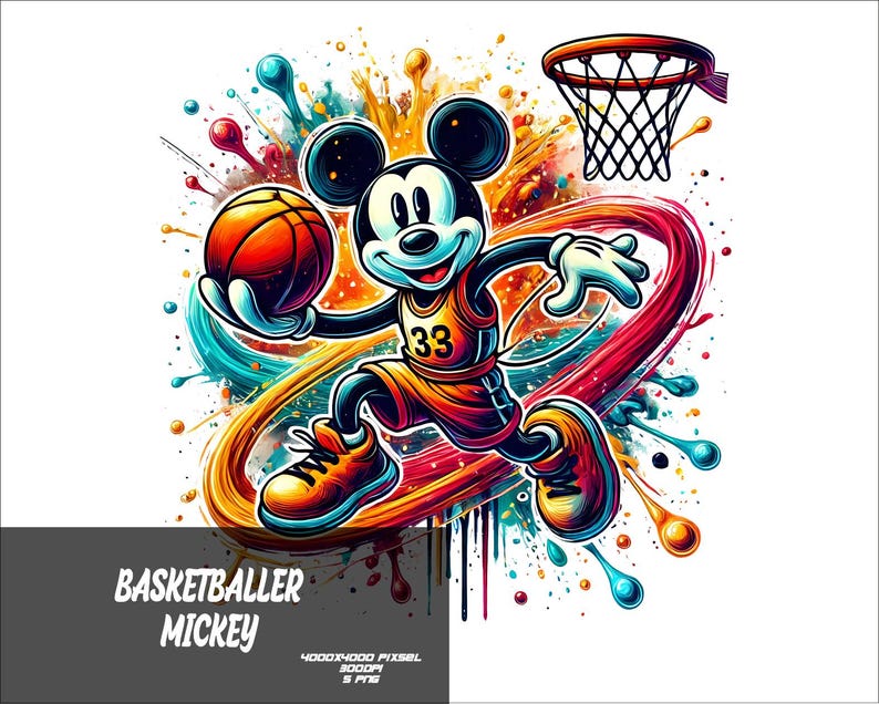 5 PNG Basketballer Mickey Png Mouse Splash and Watercolor Png Mickey ...