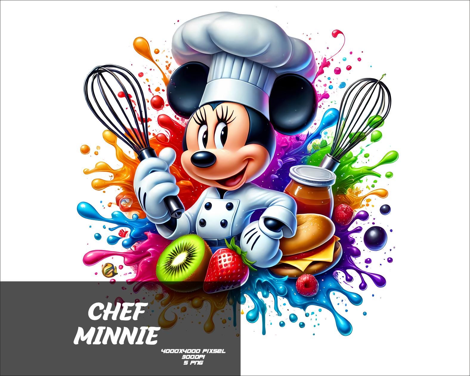 5 PNG Chef Minnie Png Mouse Splash and Watercolor Png Minnie ...
