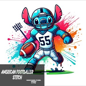 5 PNG American Footballer Stitch Png Stitch Splash and Watercolor Png ...