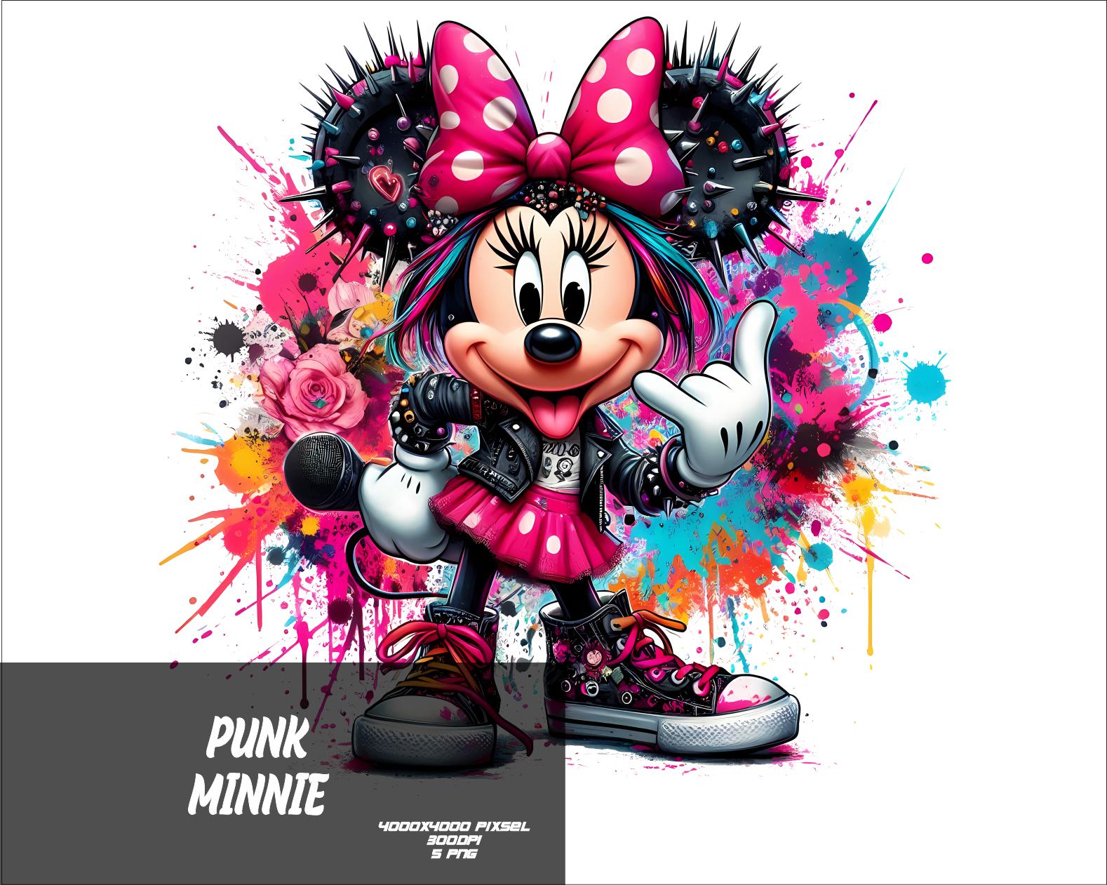 5 PNG Punk Minnie Png Mouse Splash and Watercolor Png Minnie ...