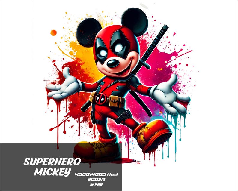5 PNG Superhero Mickey Png Hero Mouse Splash and Watercolor Png Mickey ...