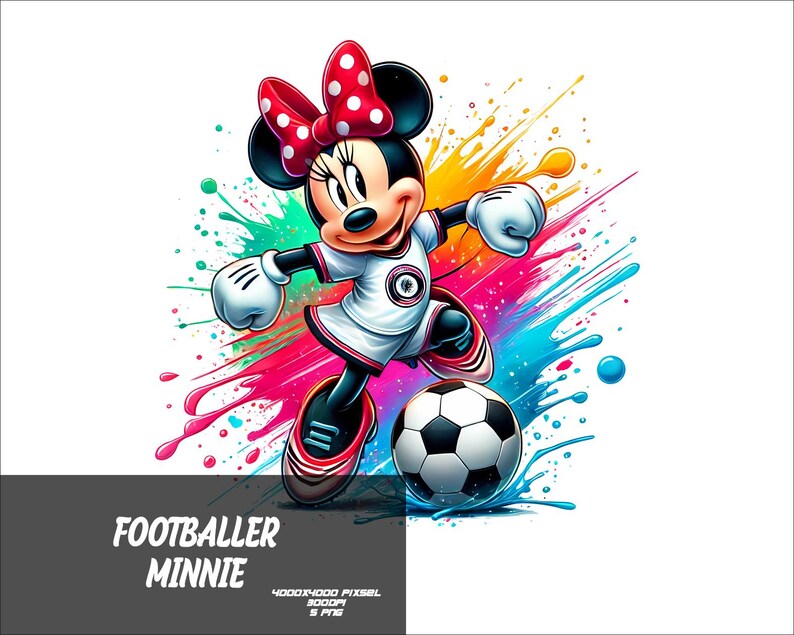 5 PNG Footballer Minnie Png Mouse Splash and Watercolor Png Minnie ...