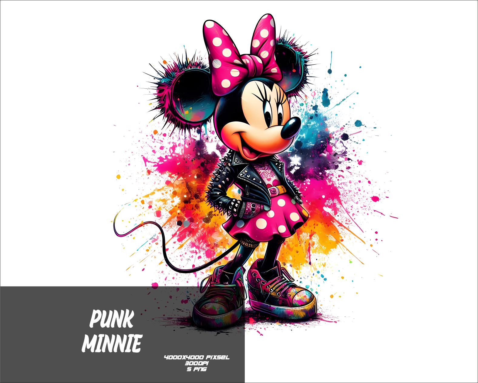 5 PNG Punk Minnie Png Mouse Splash and Watercolor Png Minnie ...