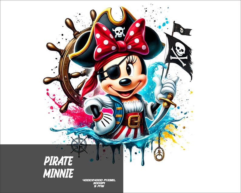 5 PNG Pirate Minnie Png Mouse Splash and Watercolor Png Minnie ...