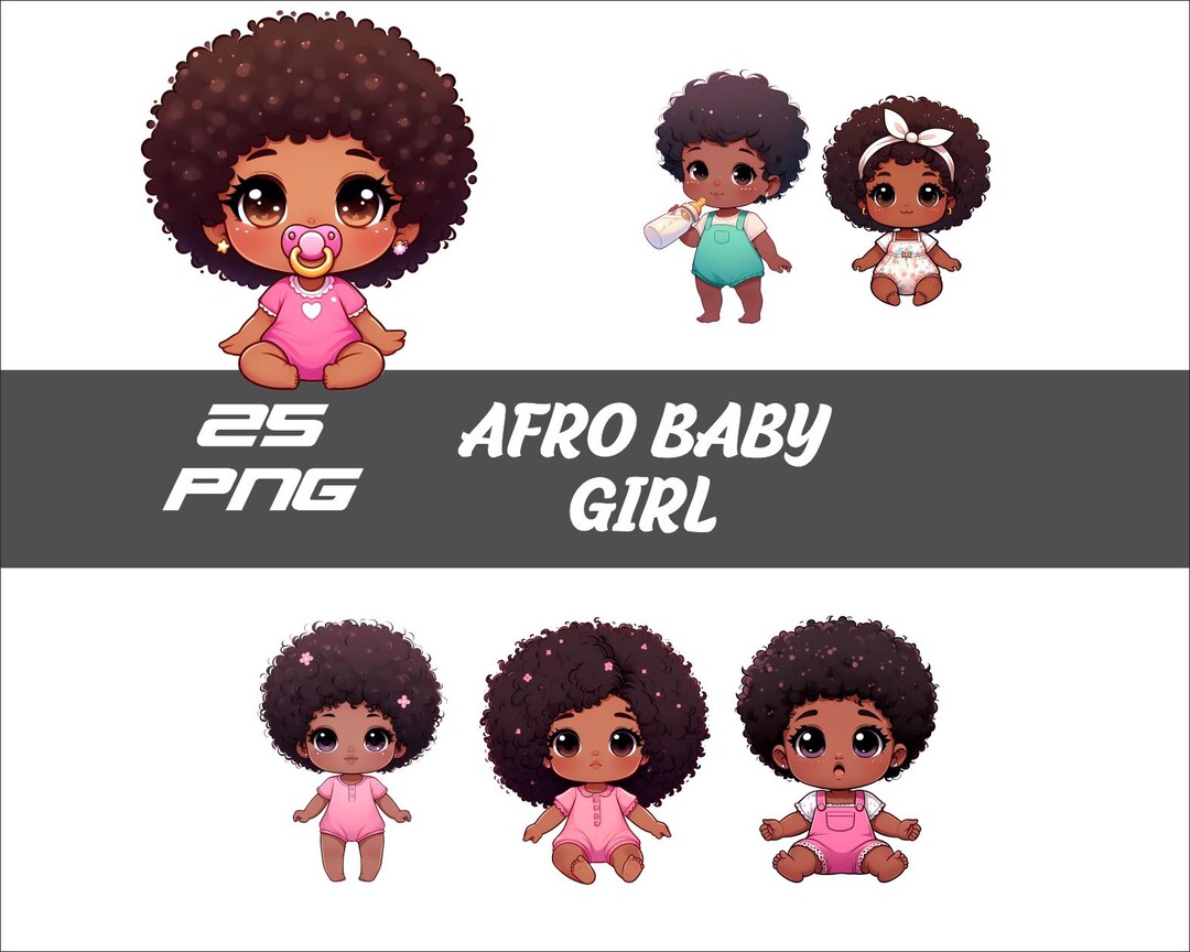 25 PNG Bundle Baby Afro Girl Png Splash and Watercolor Png Transparent ...