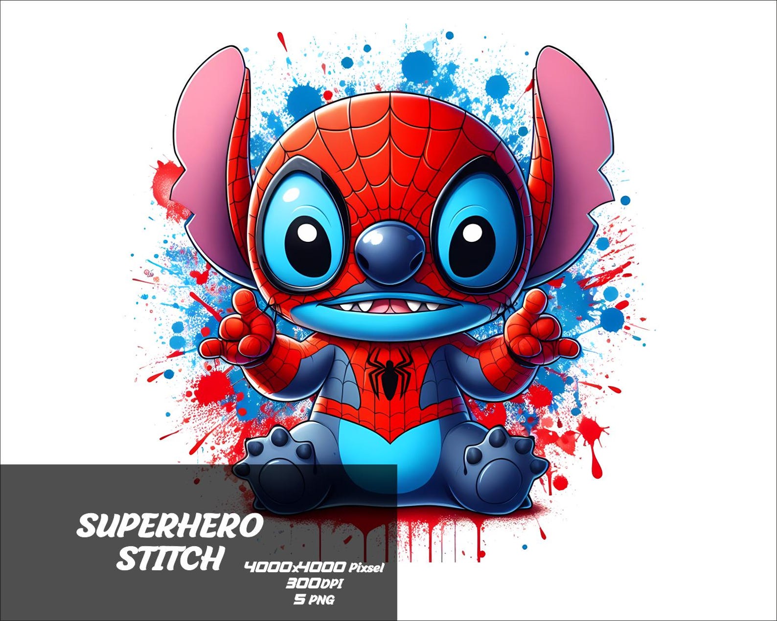 5 PNG Super Hero Stitch Png Spider Stitch Splash and Watercolor Png ...