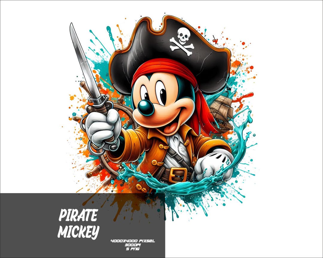5 PNG Pirate Mickey Png Mouse Splash and Watercolor Png Mickey ...