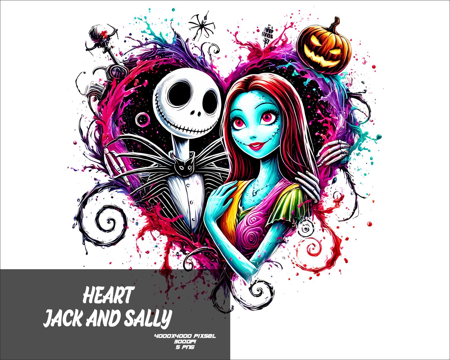 5 PNG Heart Jack and Sally Png Splash and Watercolor Png Jack and ...