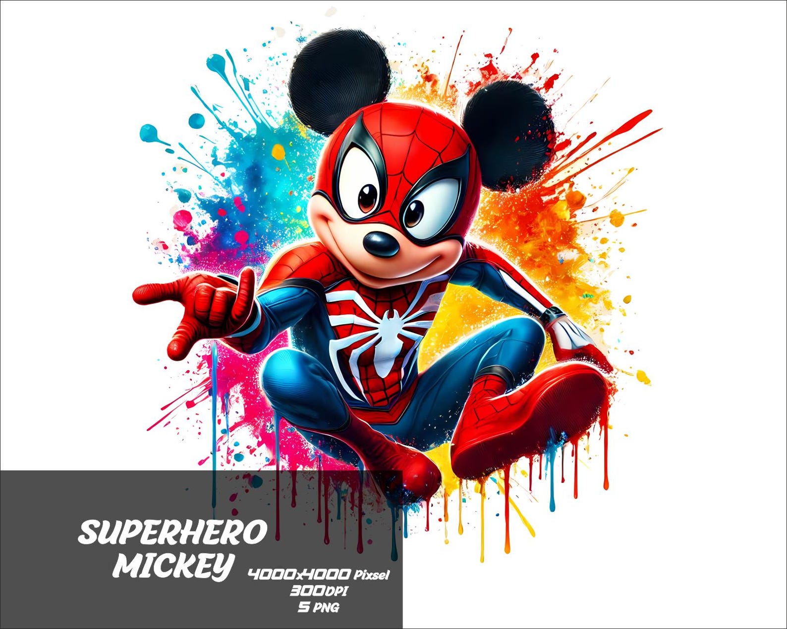 5 PNG Superhero Mickey Png Spider Hero Mouse Splash and Watercolor Png ...