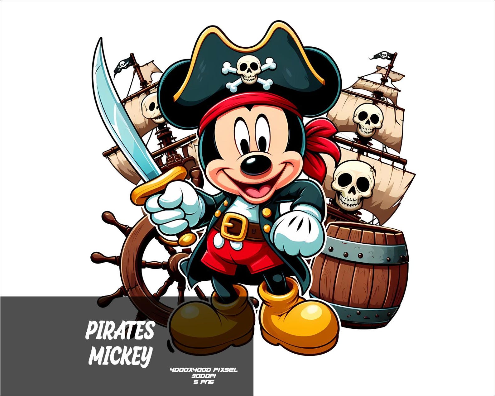 5 PNG Pirate Mickey Png Mouse Splash and Watercolor Png Mickey ...