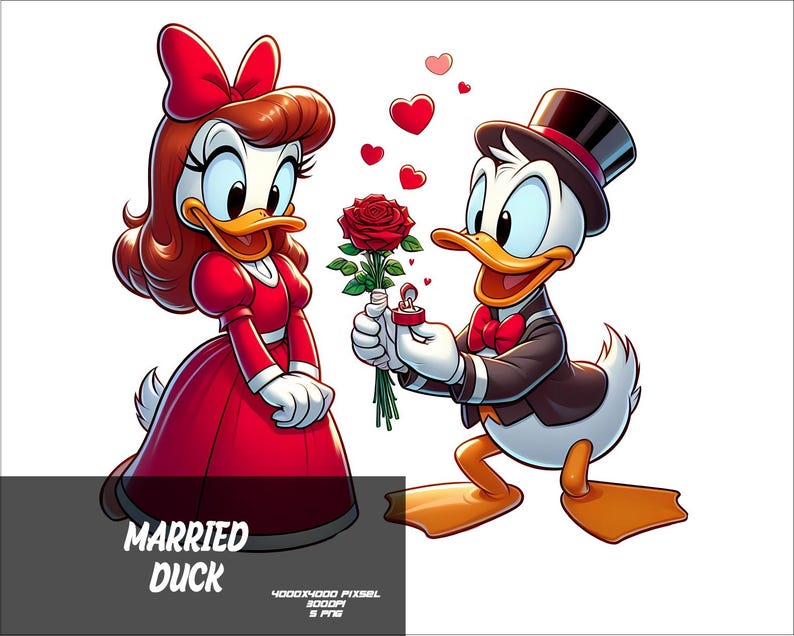 5 PNG Married Donald and Daisy Png Splash and Watercolor Png Duck ...