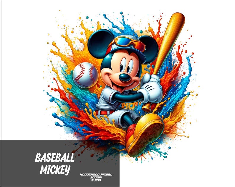 5 PNG Baseball Mickey Png Mouse Splash and Watercolor Png Mickey ...