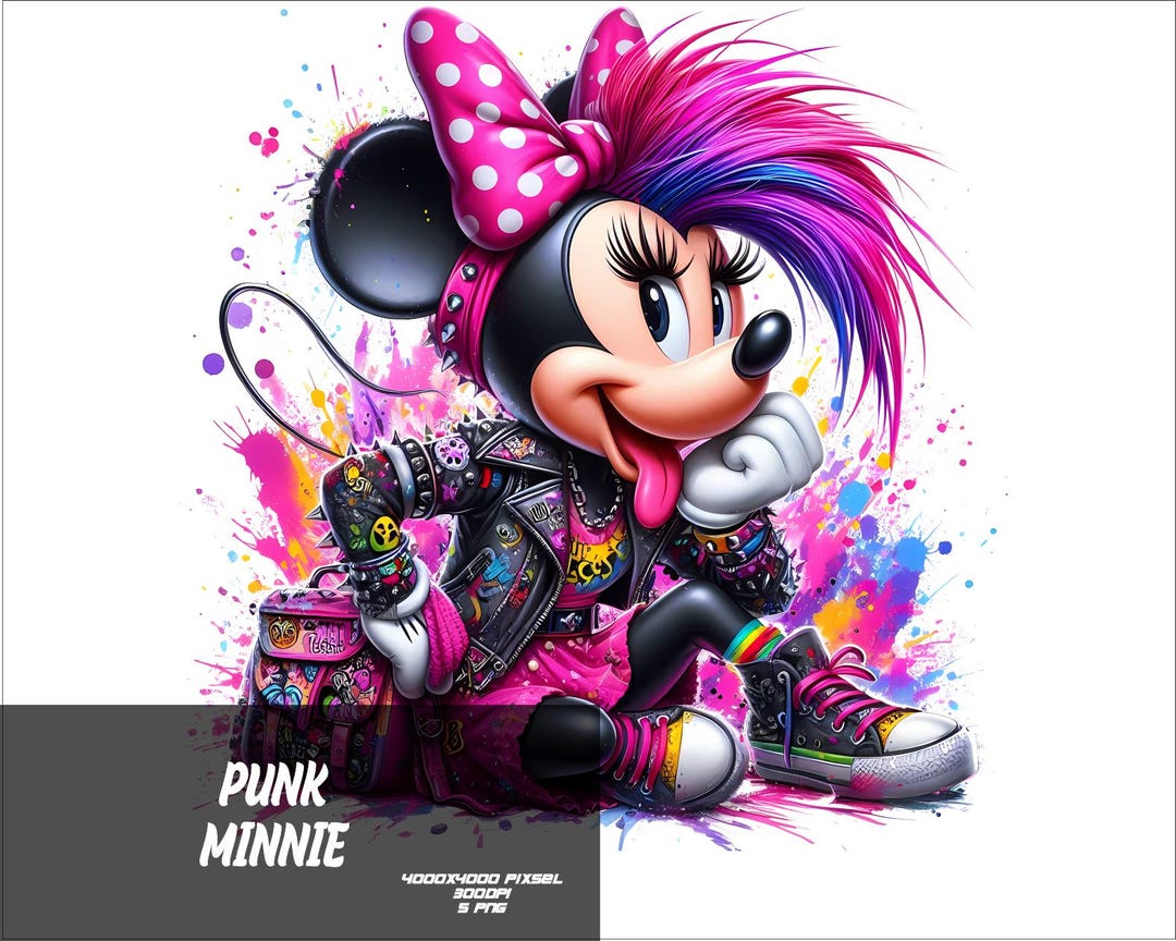 5 PNG Punk Minnie Png Mouse Splash and Watercolor Png Minnie ...