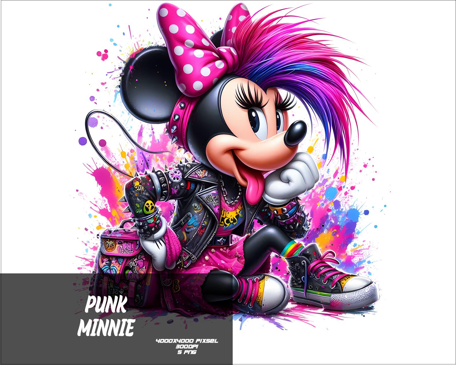 5 PNG Punk Minnie Png Mouse Splash and Watercolor Png Minnie ...