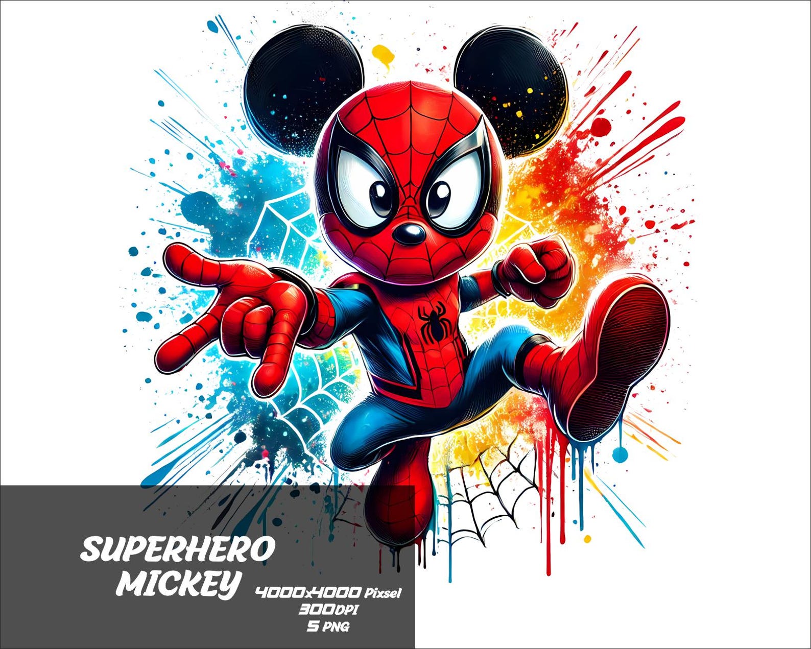 5 PNG Superhero Mickey Png Spider Hero Mouse Splash and Watercolor Png ...