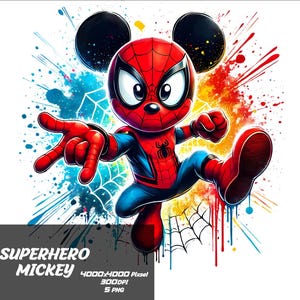 5 PNG Superhero Mickey Png Spider Hero Mouse Splash and Watercolor Png ...