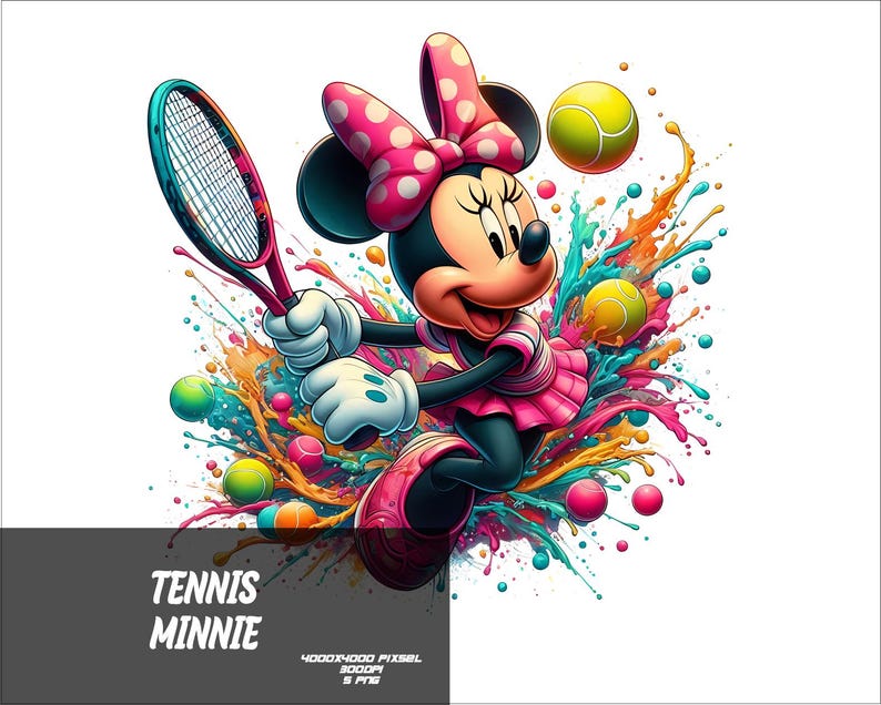 5 PNG Tennis Minnie Png Mouse Splash and Watercolor Png Minnie ...
