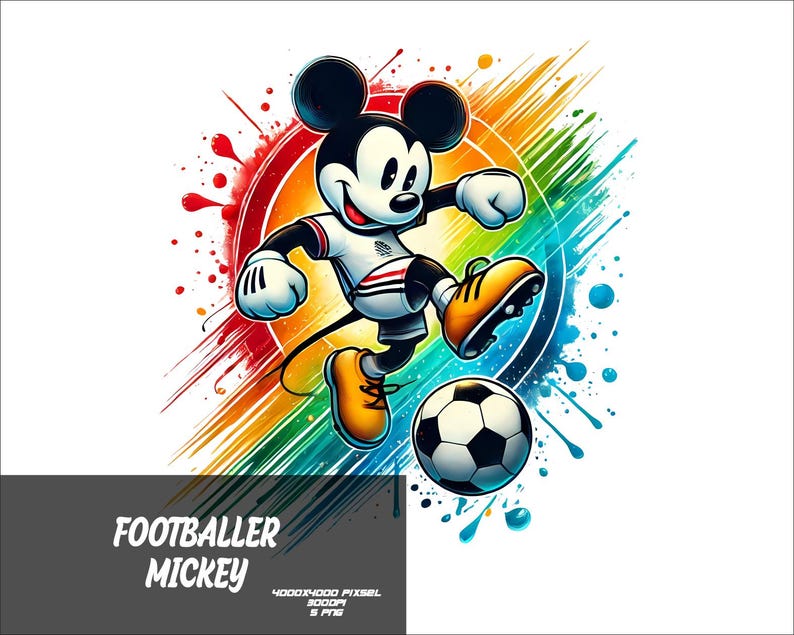 5 PNG Footballer Mickey Png Mouse Splash and Watercolor Png Mickey ...