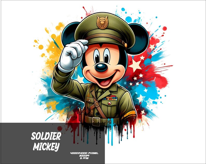 5 PNG Soldier Mickey Png Mouse Splash and Watercolor Png Mickey ...