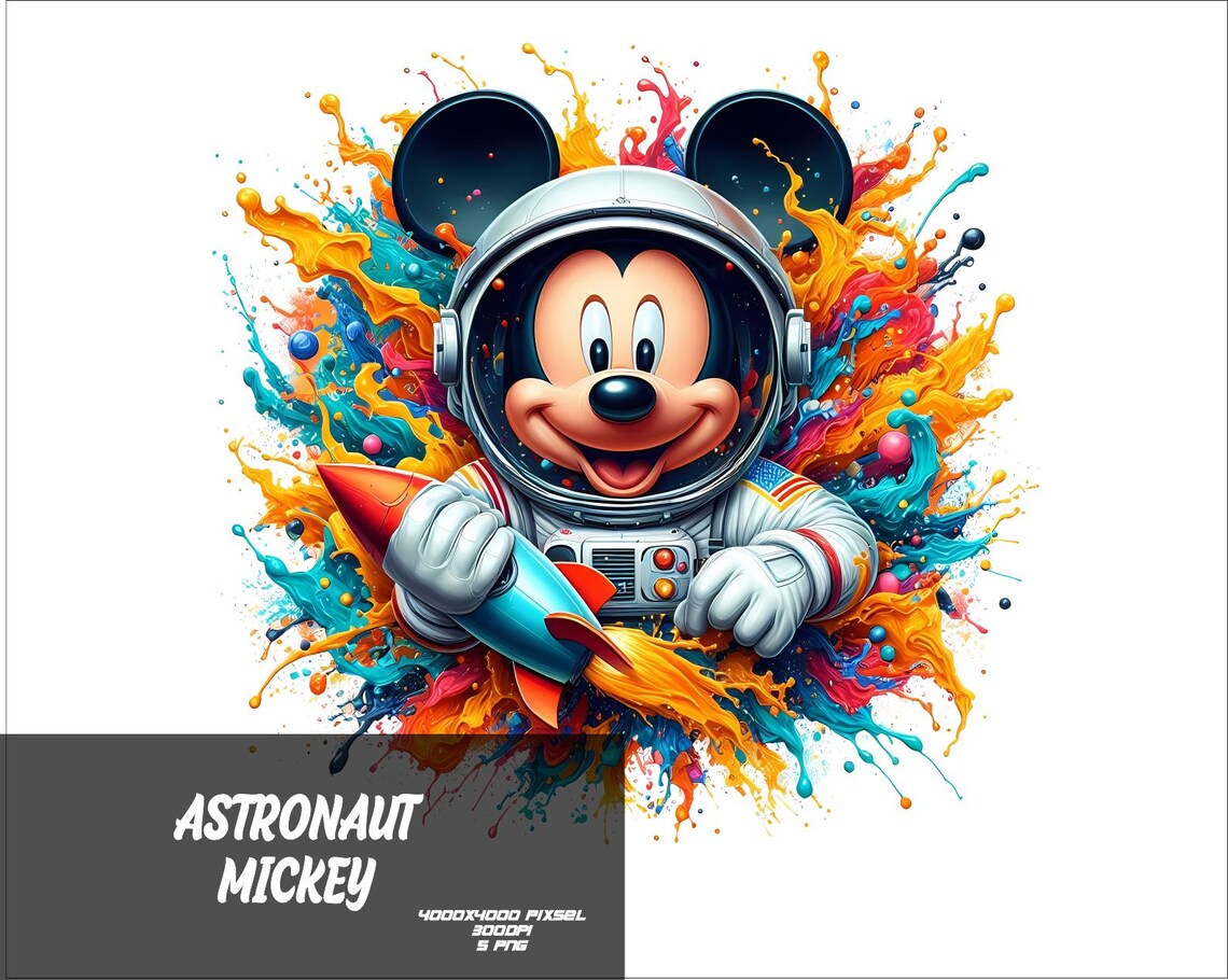 5 PNG Astronaut Mickey Png Mouse Splash and Watercolor Png Mickey ...
