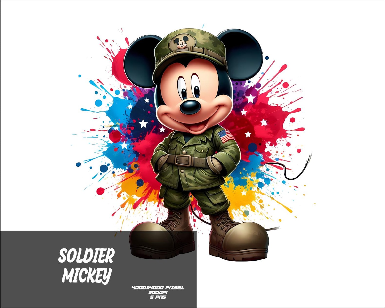 5 PNG Soldier Mickey Png Mouse Splash and Watercolor Png Mickey ...