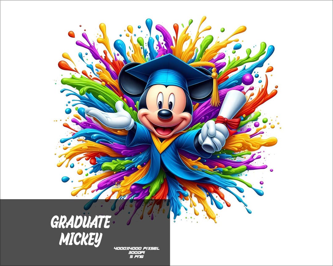 5 PNG Graduate Mickey Png Mouse Splash and Watercolor Png Mickey ...