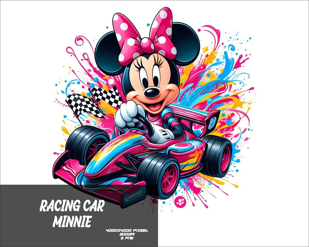 5 PNG Racing Car Minnie Png Mouse Splash and Watercolor Png Minnie ...