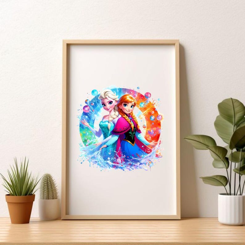 5 PNG Princess Png Elsa and Anna Splash and Watercolor Png Transparent ...