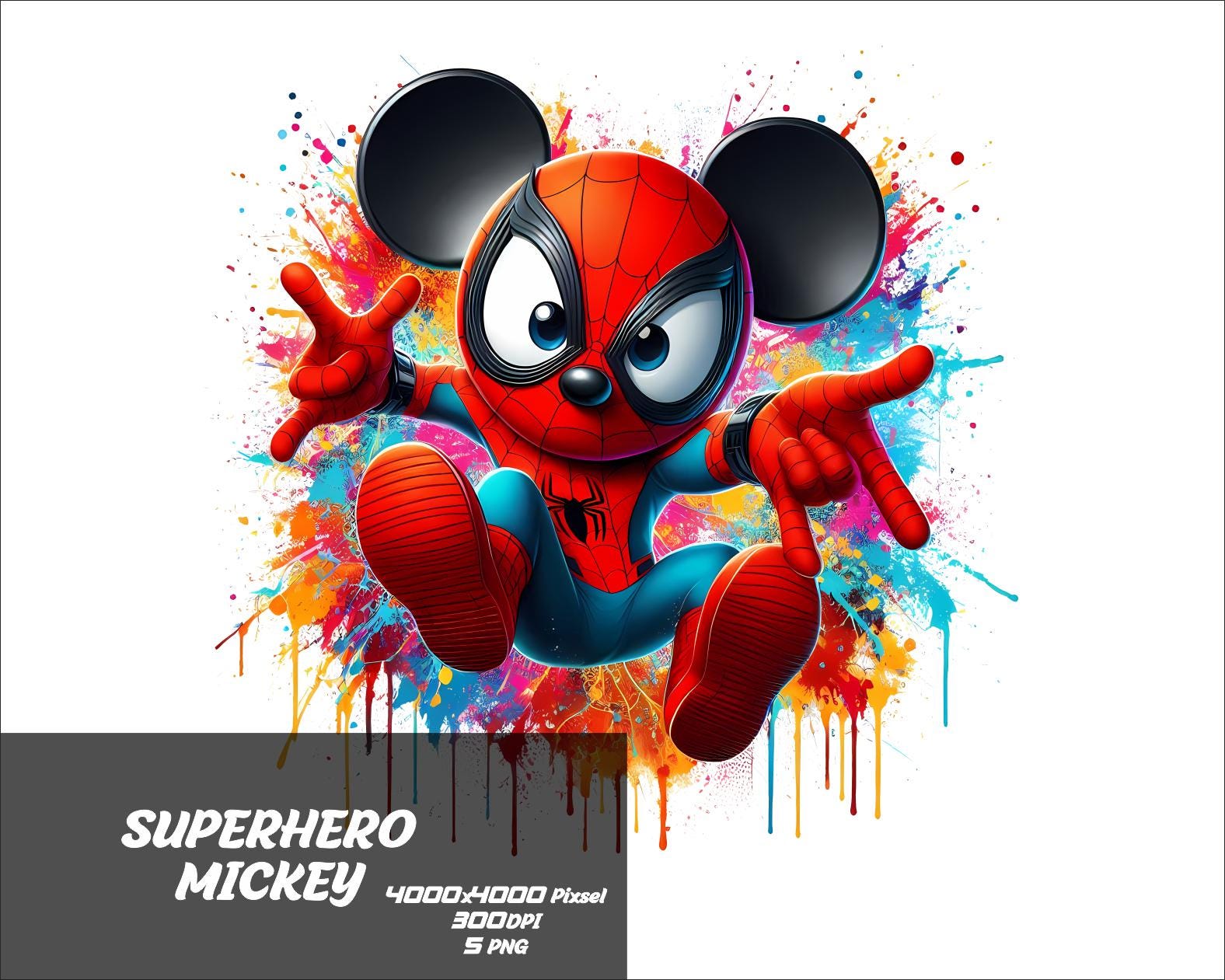 5 PNG Superhero Mickey Png Spider Hero Mouse Splash and Watercolor Png Mickey Transparent PNG ...