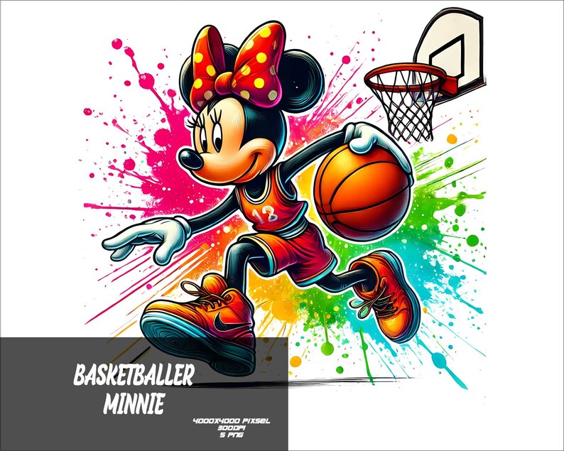5 PNG Basketballer Minnie Png Mouse Splash and Watercolor Png Minnie ...
