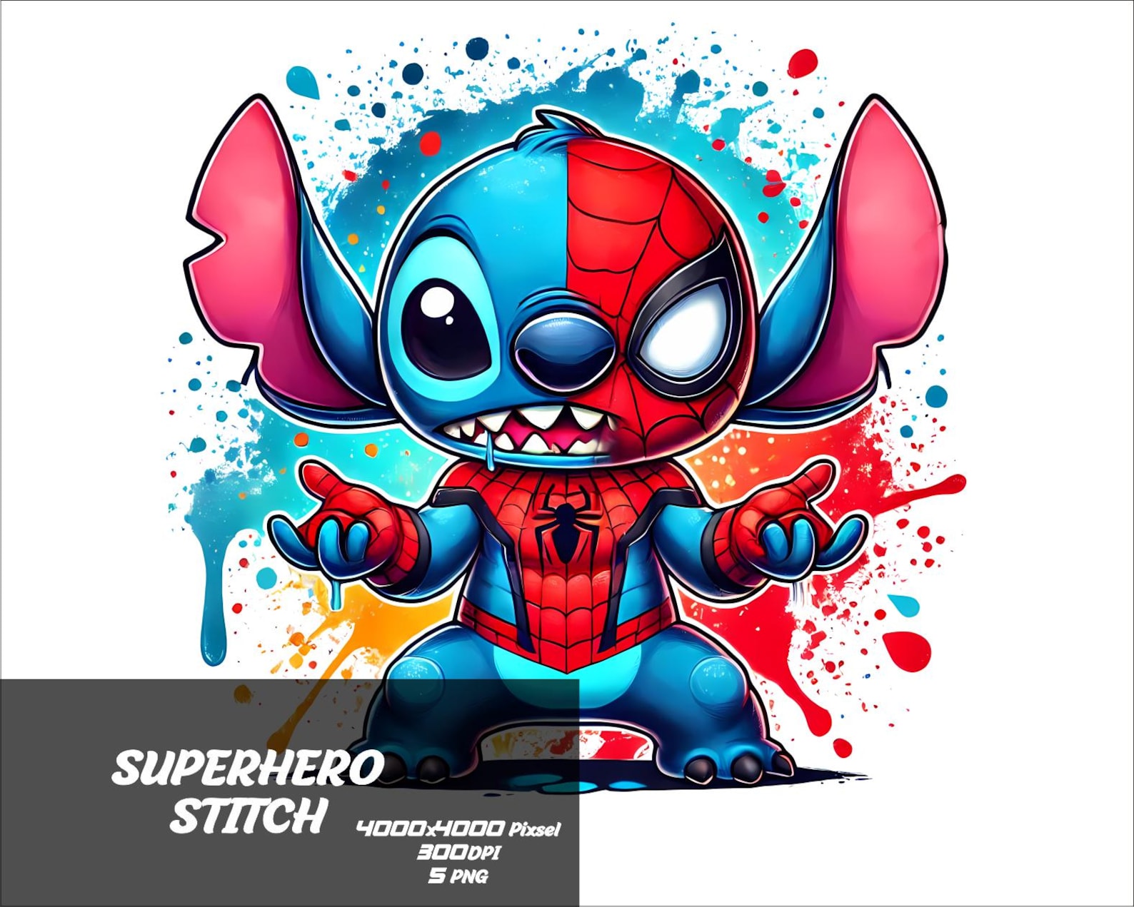 5 PNG Super Hero Stitch Png Spider Stitch Splash and Watercolor Png ...