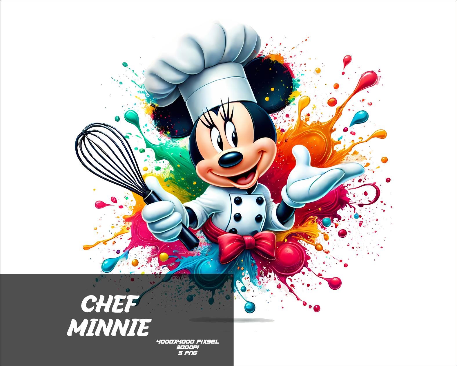 5 PNG Chef Minnie Png Mouse Splash and Watercolor Png Minnie Transparent PNG File for ...
