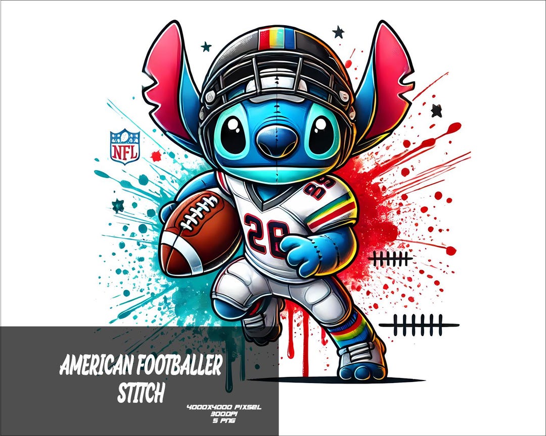 5 PNG American Footballer Stitch Png Stitch Splash and Watercolor Png ...