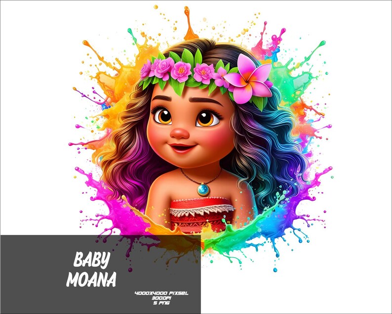5 PNG Baby Princess Png Baby Moana Splash and Watercolor Png ...