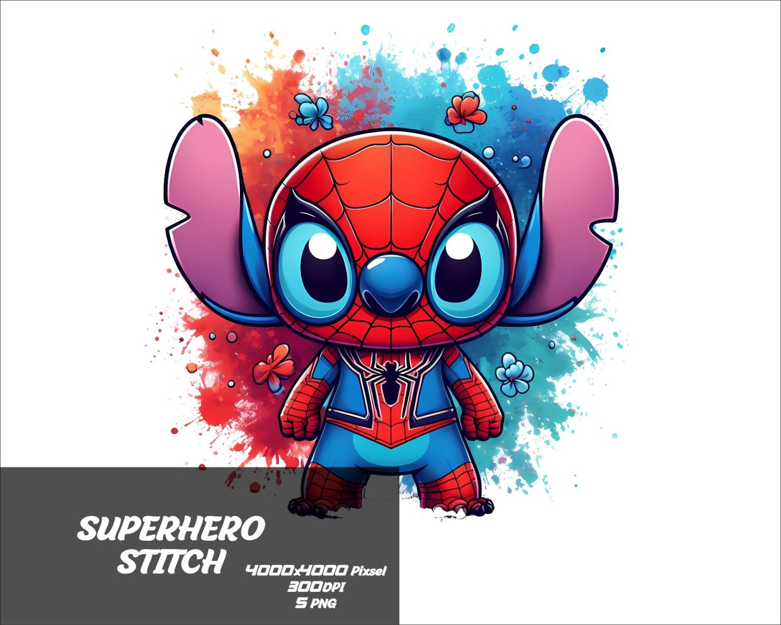 5 PNG Super Hero Stitch Png Spider Stitch Splash and Watercolor Png ...