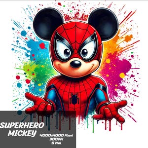 5 PNG Superhero Mickey Png Spider Hero Mouse Splash and Watercolor Png ...