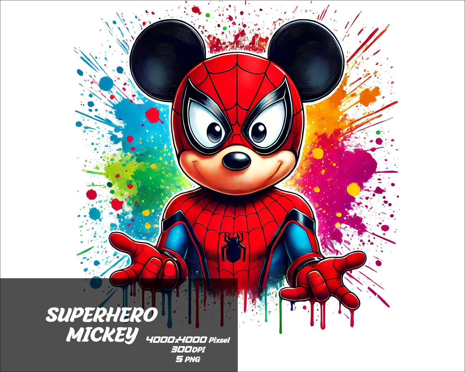 5 PNG Superhero Mickey Png Spider Hero Mouse Splash and Watercolor Png ...