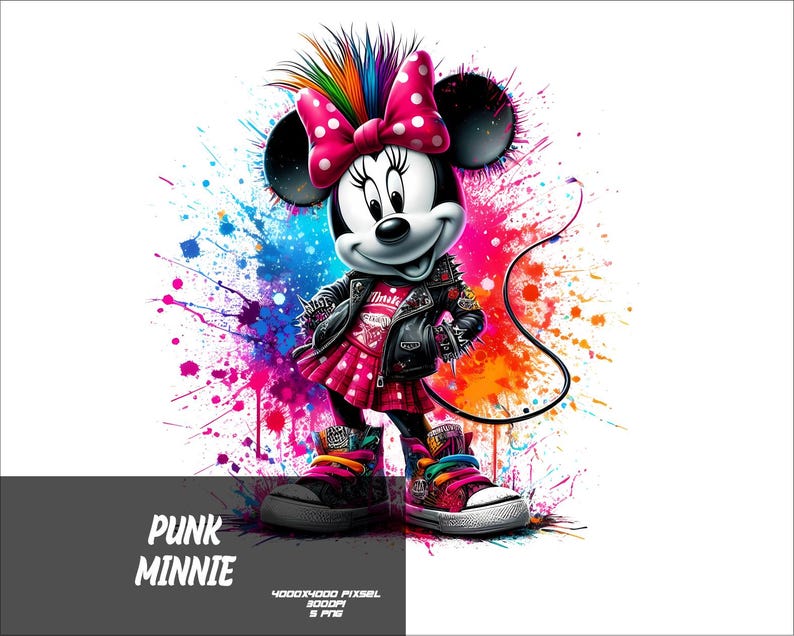 5 PNG Punk Minnie Png Mouse Splash and Watercolor Png Minnie ...