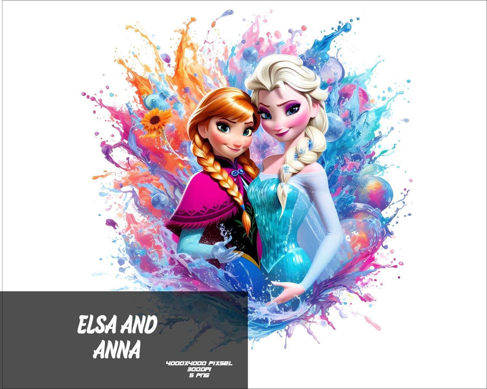 5 PNG Princess Png Elsa and Anna Splash and Watercolor Png Transparent ...