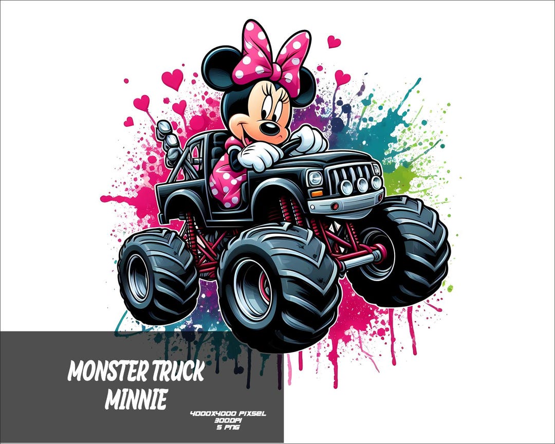5 PNG Monster Truck Minnie Png Mouse Splash and Watercolor Png Minnie ...