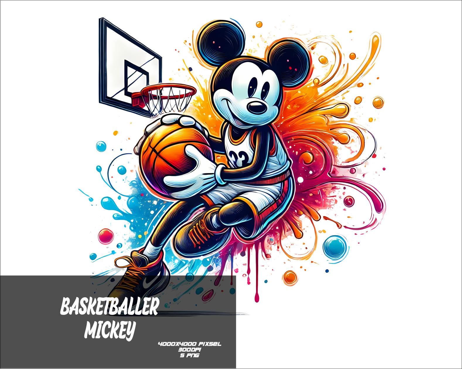 5 PNG Basketballer Mickey Png Mouse Splash and Watercolor Png Mickey ...