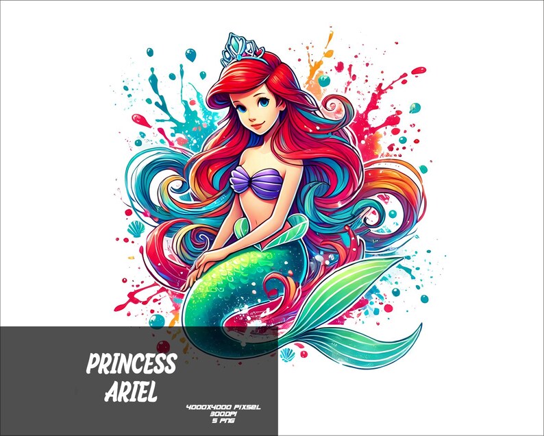 5 PNG Princess Mermaid Png Ariel Splash and Watercolor Png Transparent ...