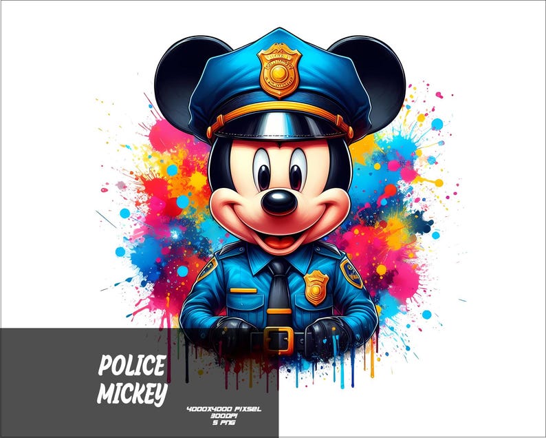 5 PNG Police Mickey Png Mouse Splash and Watercolor Png Mickey ...