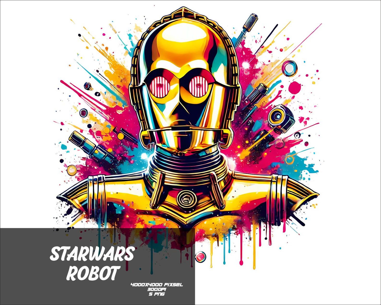 5 PNG Starwars C-3PO Png Splash and Watercolor Png Starwars Robot ...