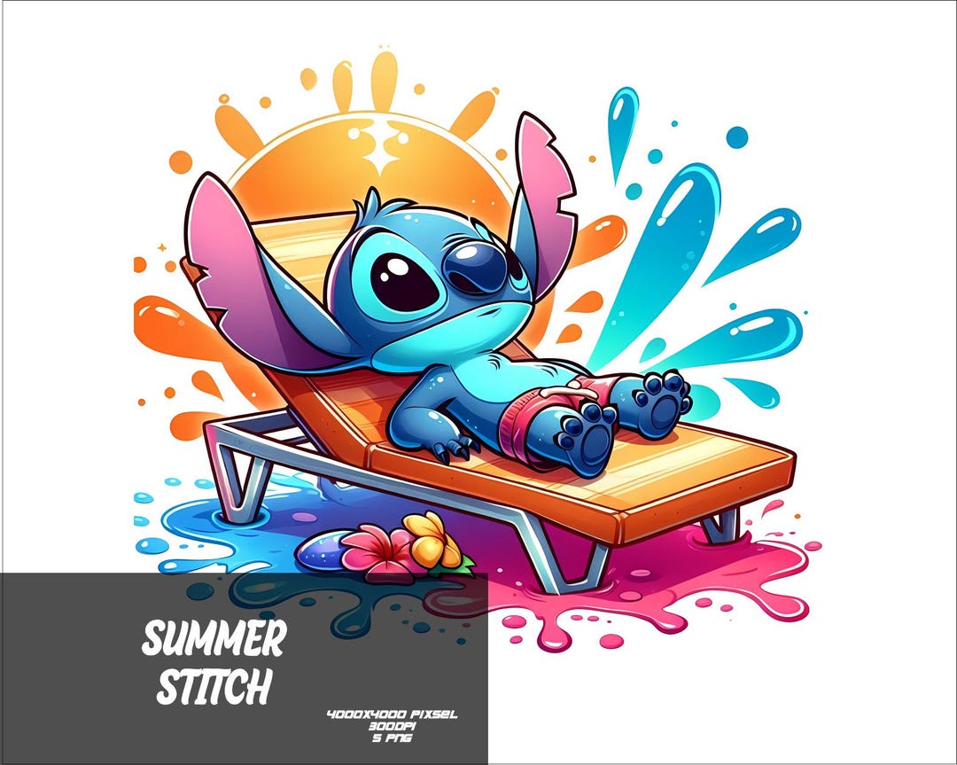5 PNG Sommer Stich Png Stitch Splash und Aquarell Png Stitch ...