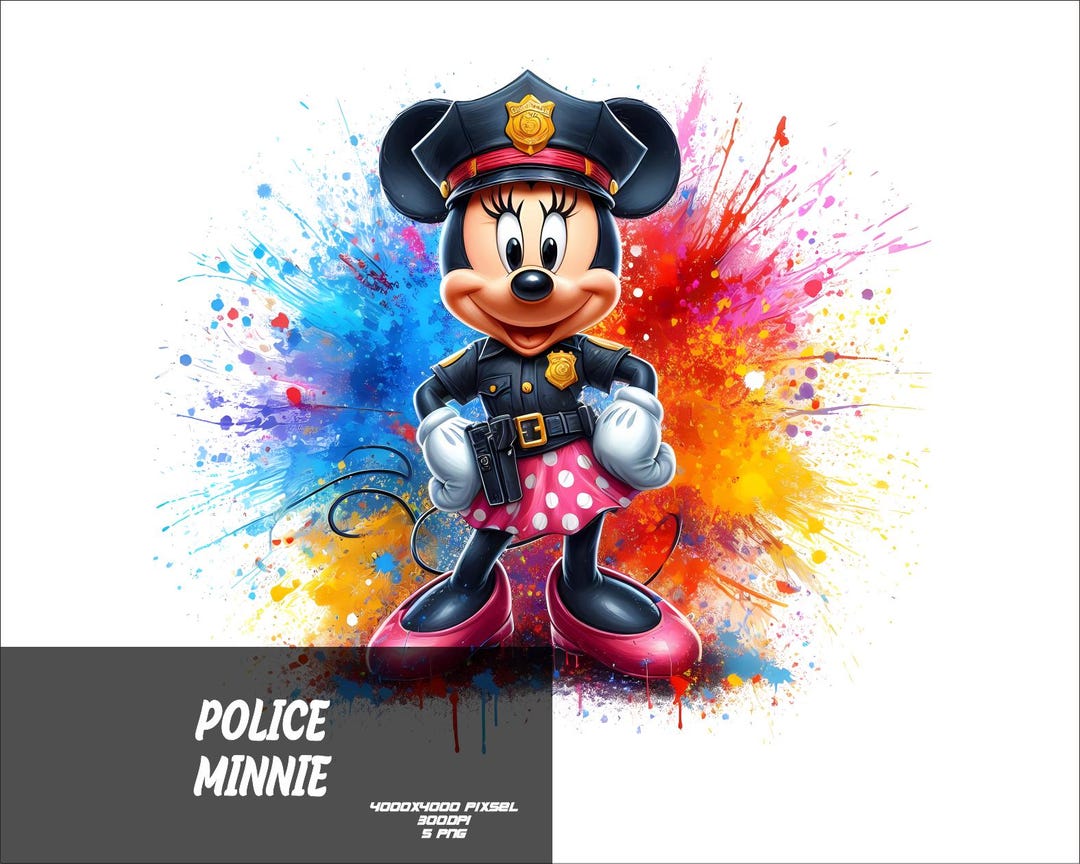 5 PNG Police Minnie Png Mouse Splash and Watercolor Png Minnie ...