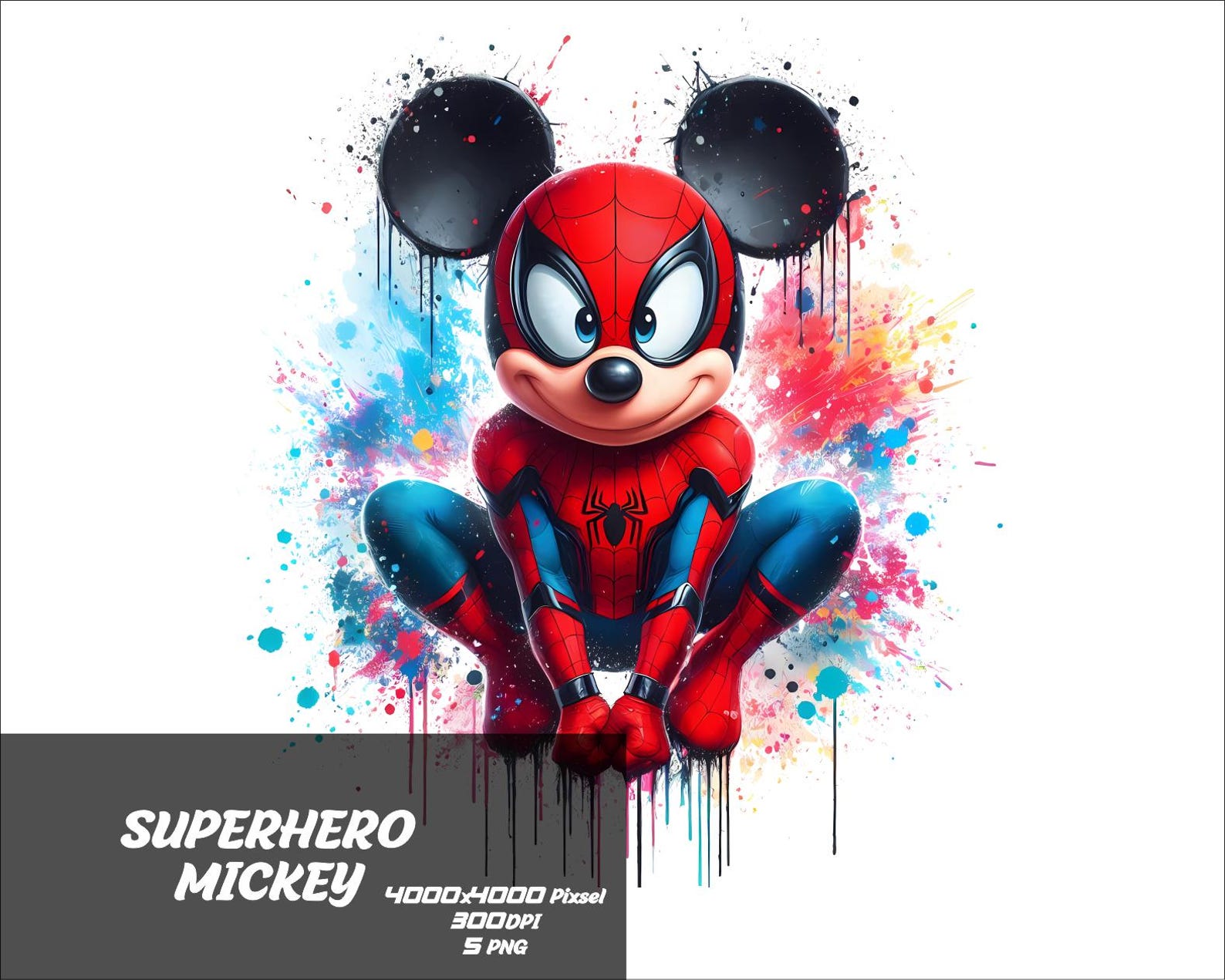 5 PNG Superhero Mickey Png Spider Hero Mouse Splash and Watercolor Png ...