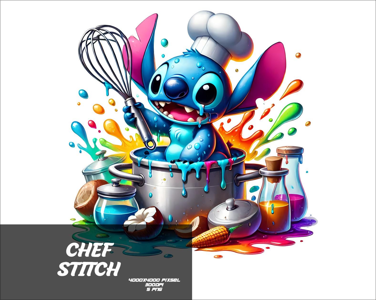 5 PNG Chef Stitch Png Stitch Splash and Watercolor Png Stitch ...