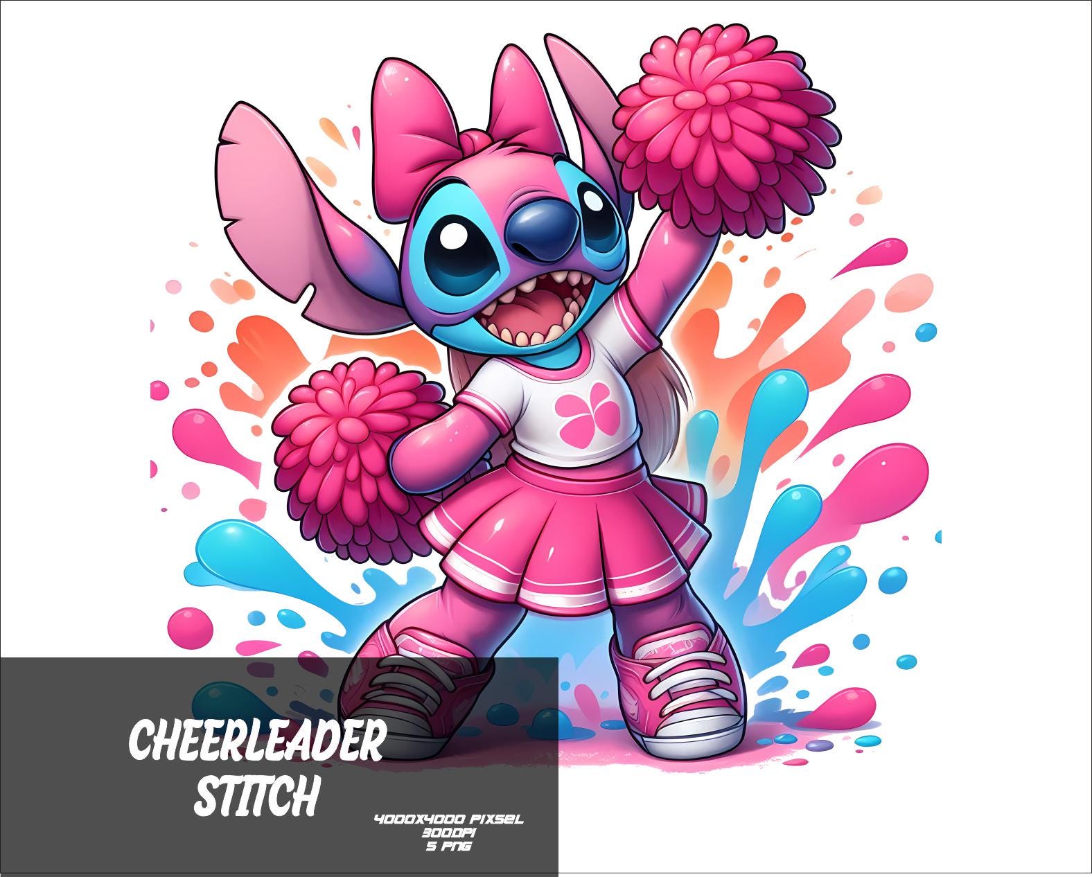 5 PNG Cheerleader Pink Stitch Png Stitch Splash and Watercolor Png Stitch Transparent PNG File ...
