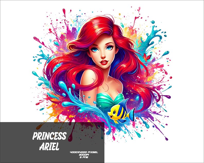 5 PNG Princess Mermaid Png Ariel Splash and Watercolor Png Transparent ...